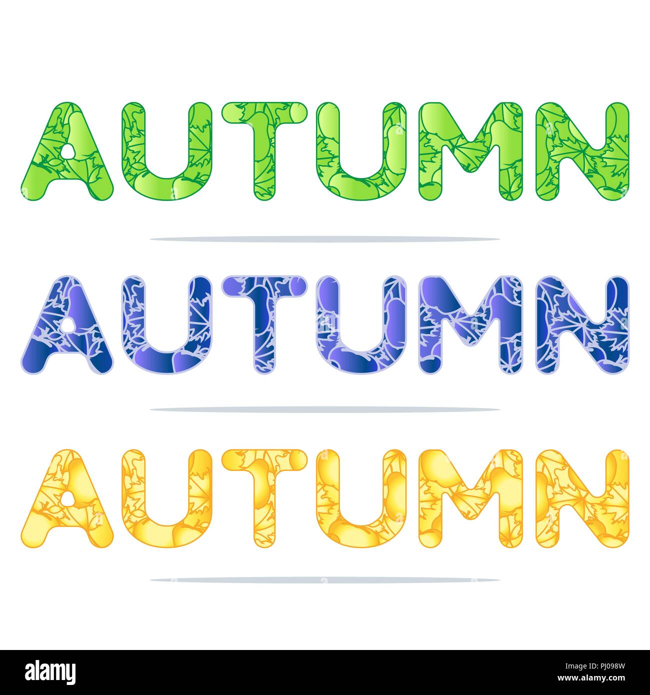 3 colorful vector autumn inscriptions. Fall lettering. Design for print ...