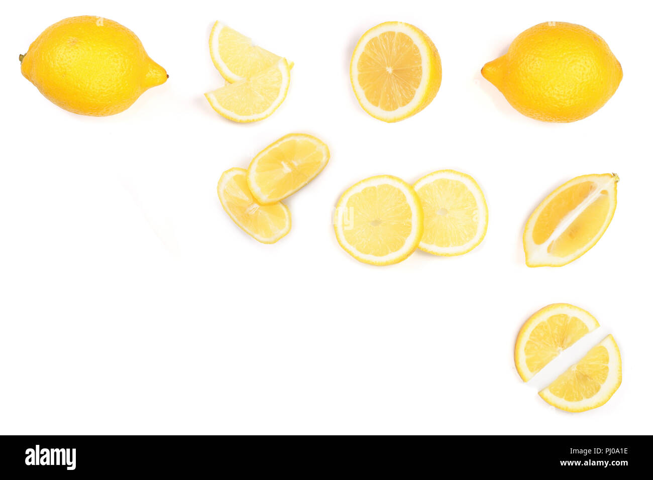 Lemon isolated on white background. Seamless pattern with fruits with ...