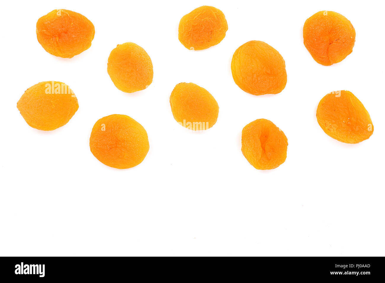 Dried apricots isolated on a white background with copy space for your ...