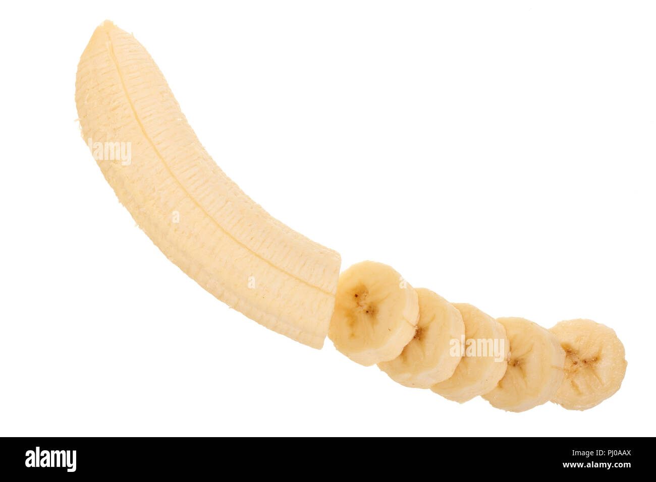 banana sliced isolated on white background. Top view. Flat lay Stock ...
