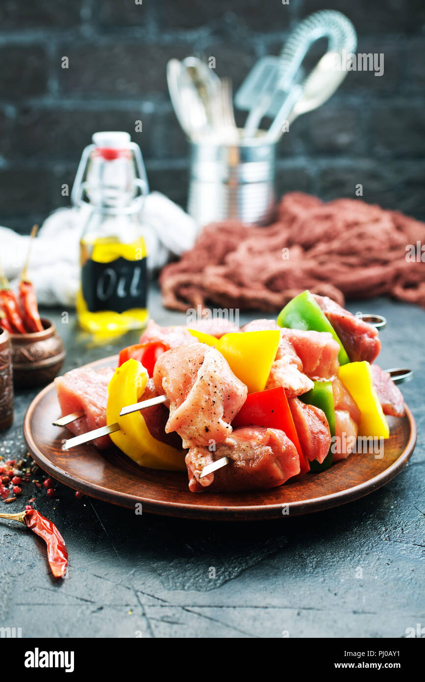 raw kebab, raw meat for kebab with spice Stock Photo - Alamy