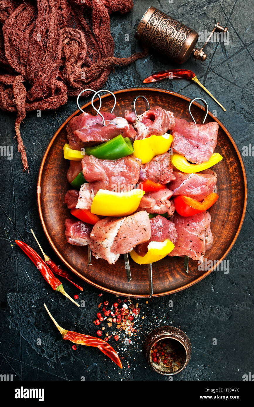 raw kebab, raw meat for kebab with spice Stock Photo - Alamy