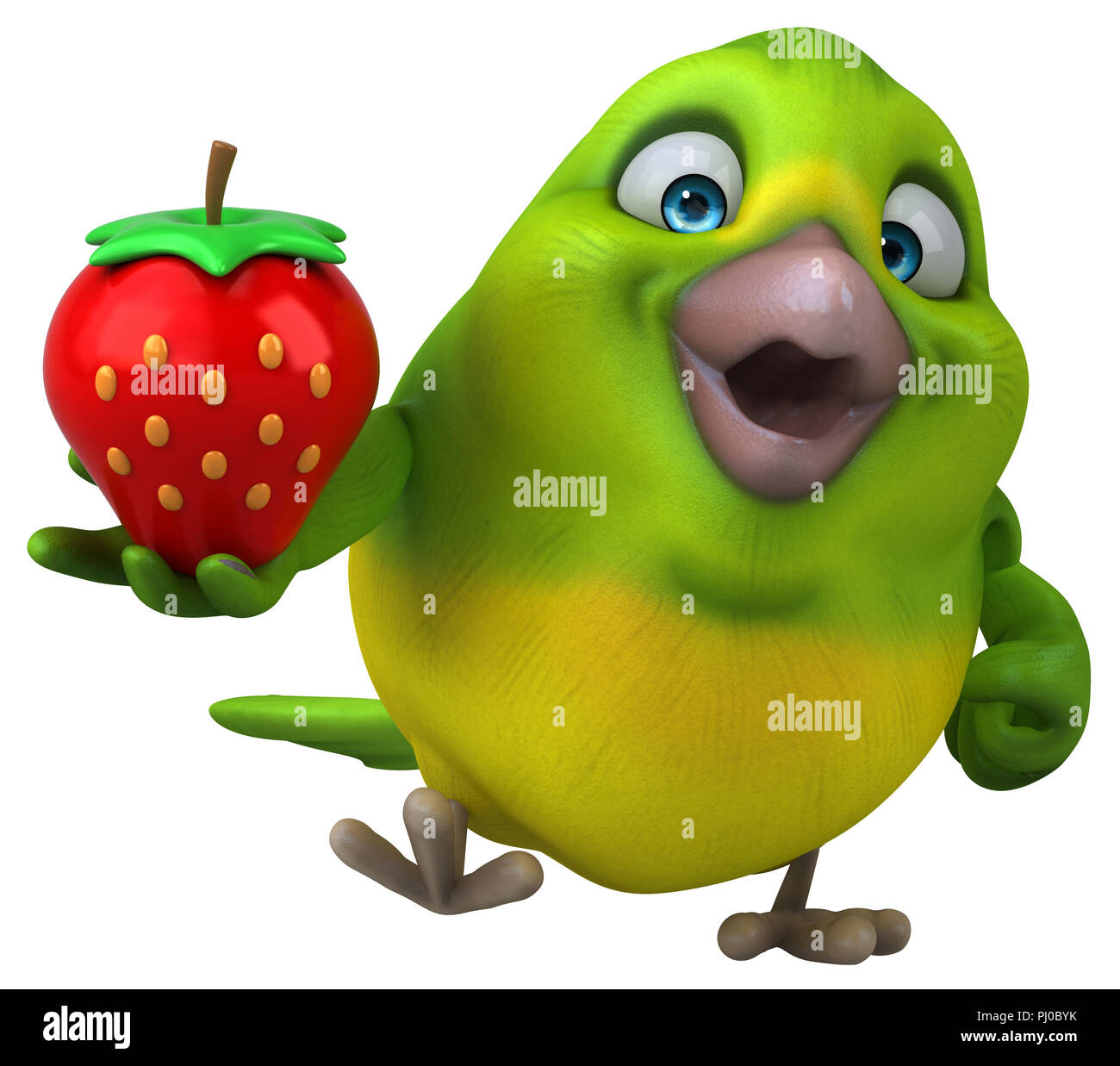 Fun green bird - 3D Illustration Stock Photo - Alamy