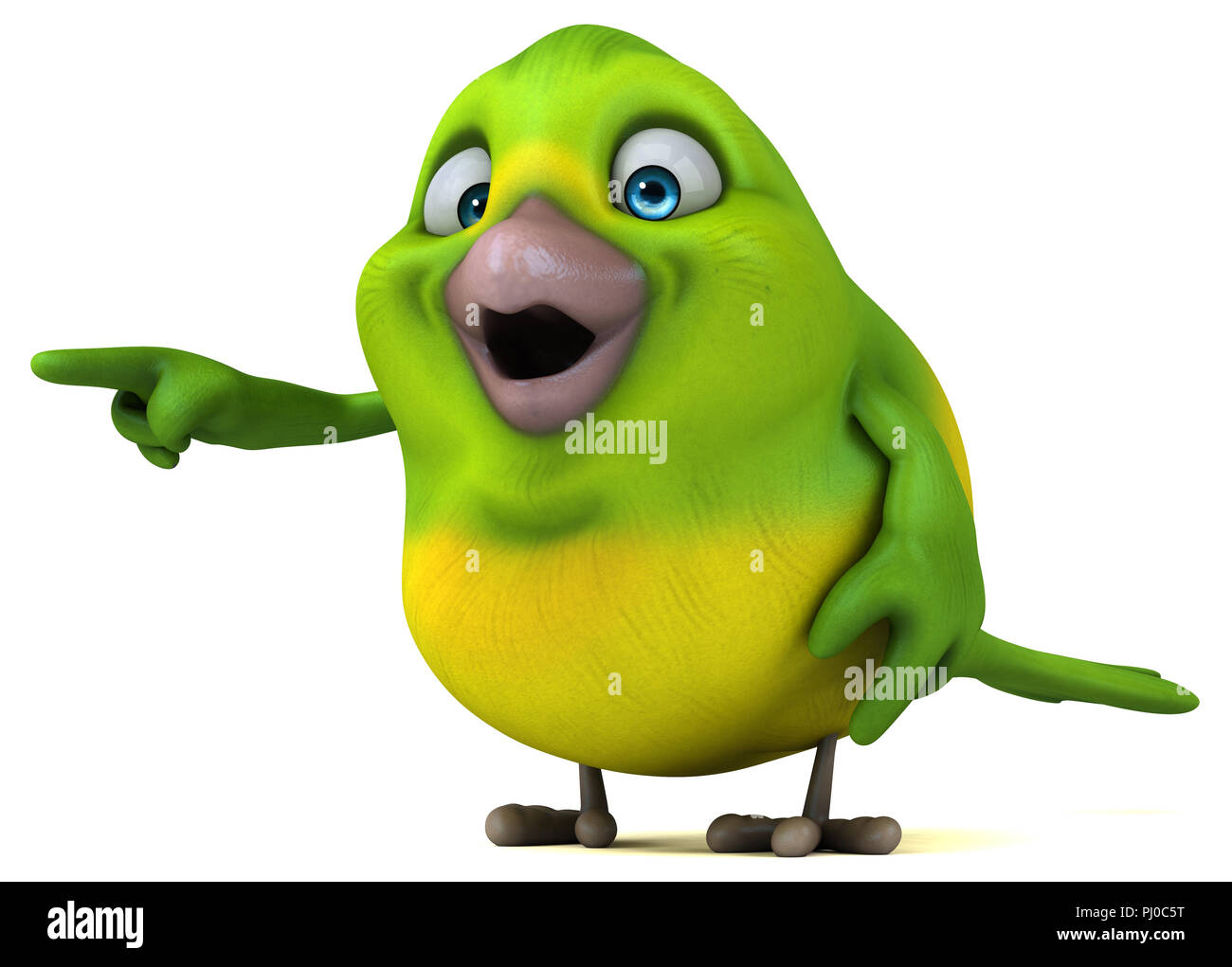 Fun green bird - 3D Illustration Stock Photo - Alamy