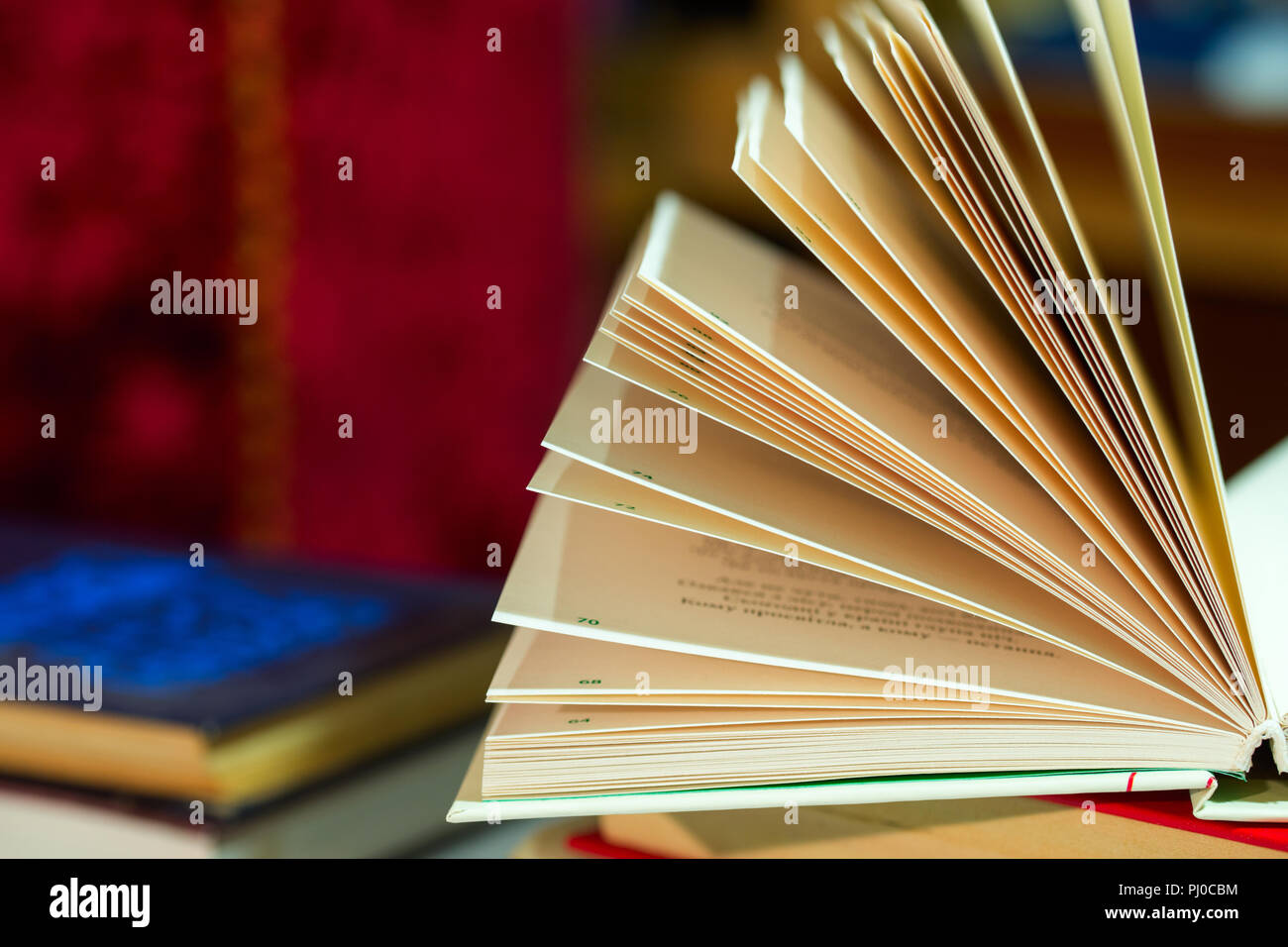 Open book on table. Back to school. Copy space Stock Photo - Alamy