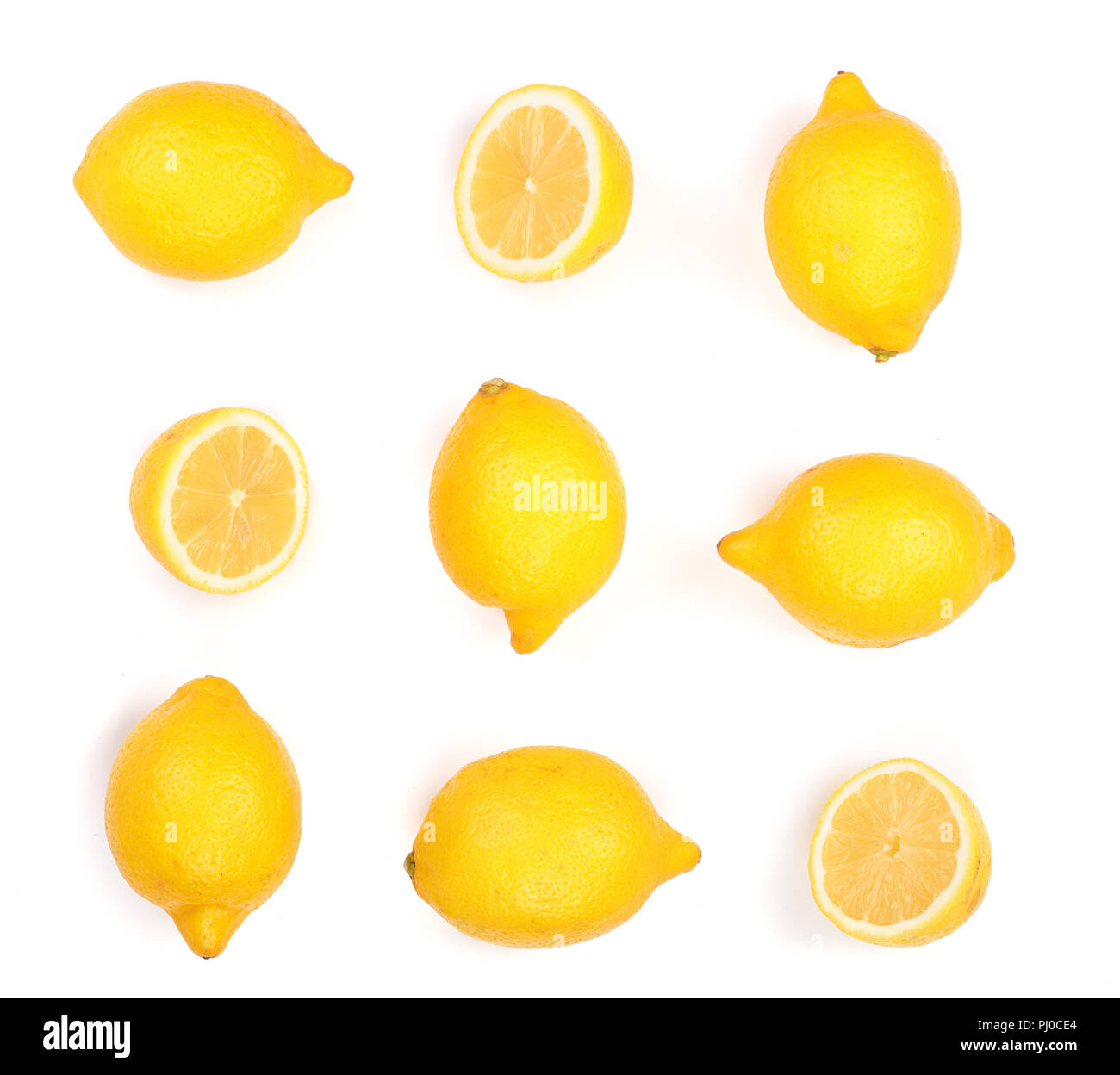 Lemon isolated on white background. Seamless pattern with fruits. Top ...