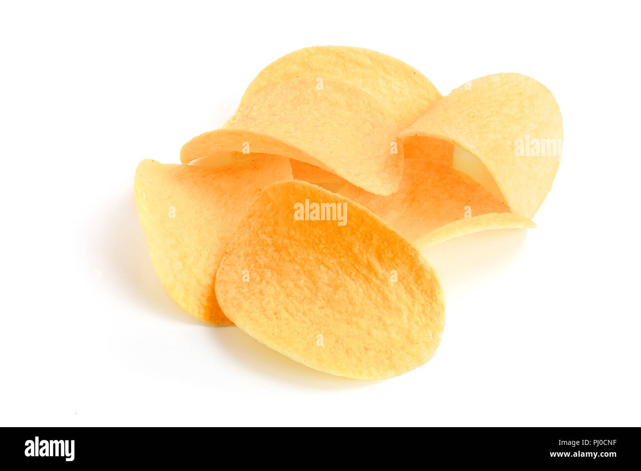 heap of potato chips on white background close-up Stock Photo - Alamy