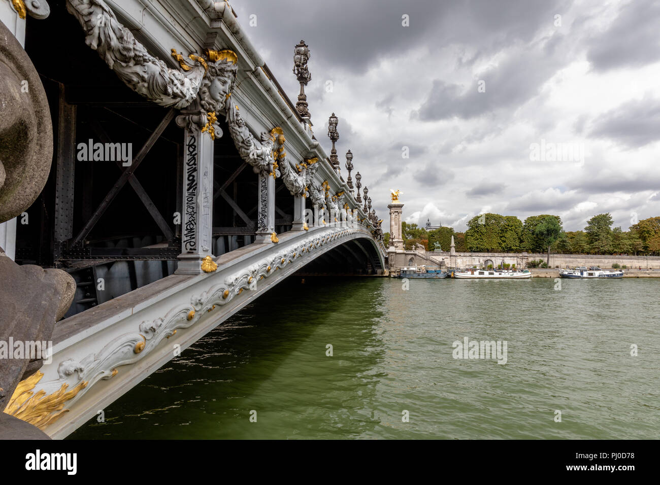 Ornate, late 19th-century arched bridge known as Pont Alexandre III ...