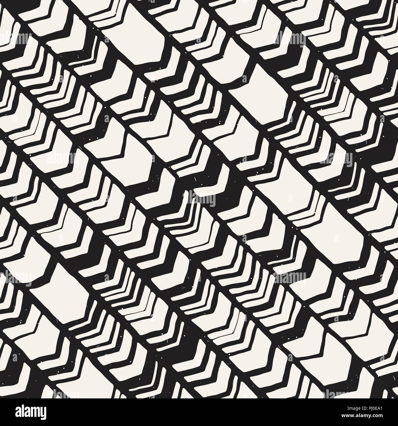 Seamless hand drawn style chevron pattern in black and white. Abstract ...