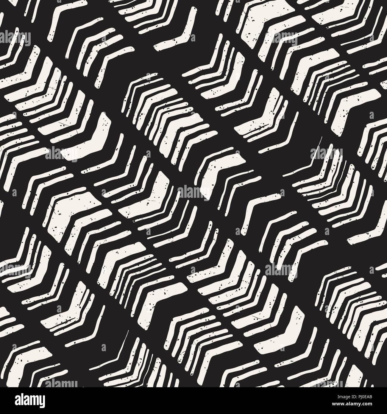 Seamless hand drawn style chevron pattern in black and white. Abstract ...
