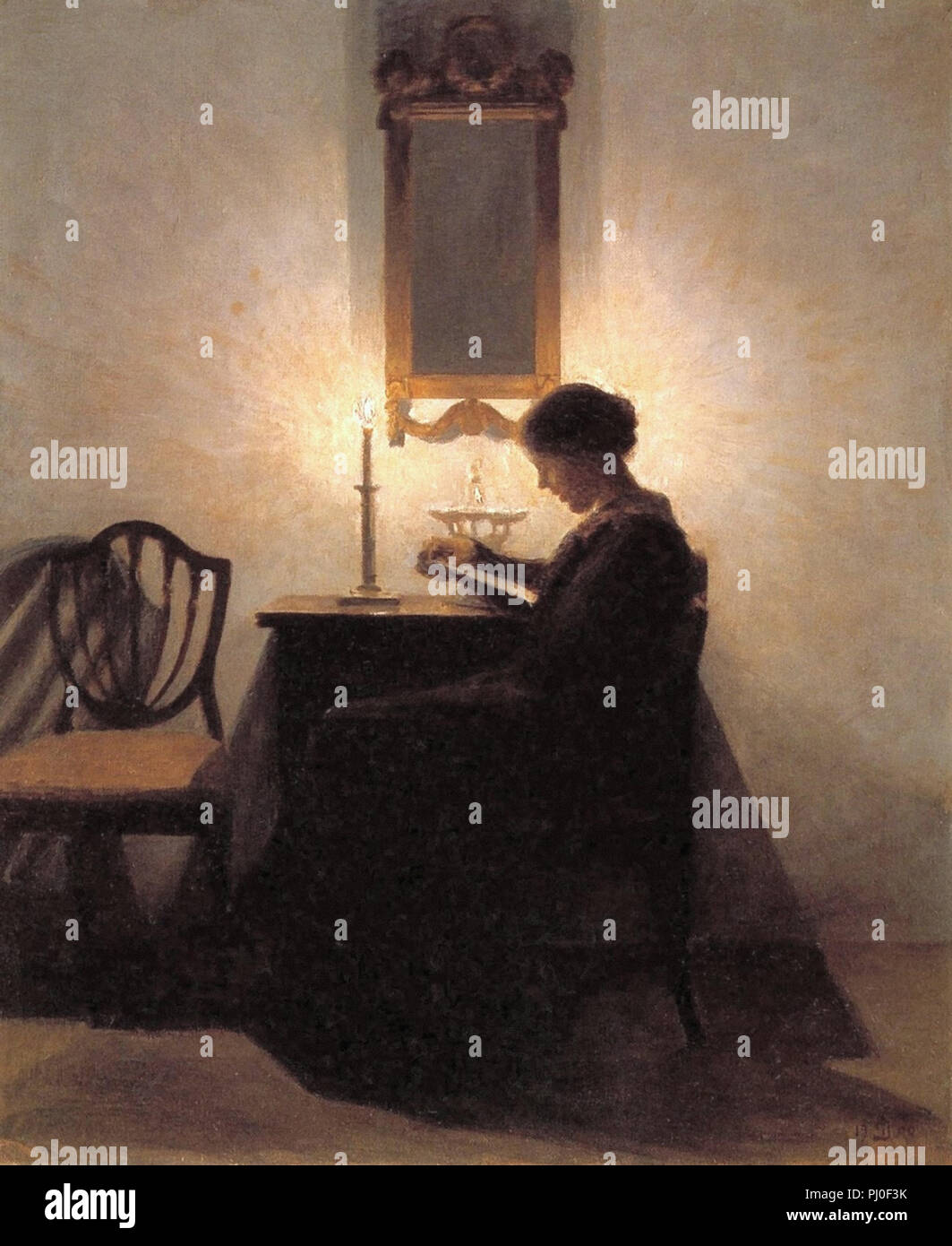Ilsted Peter - Reading by Candlelight 2 Stock Photo - Alamy