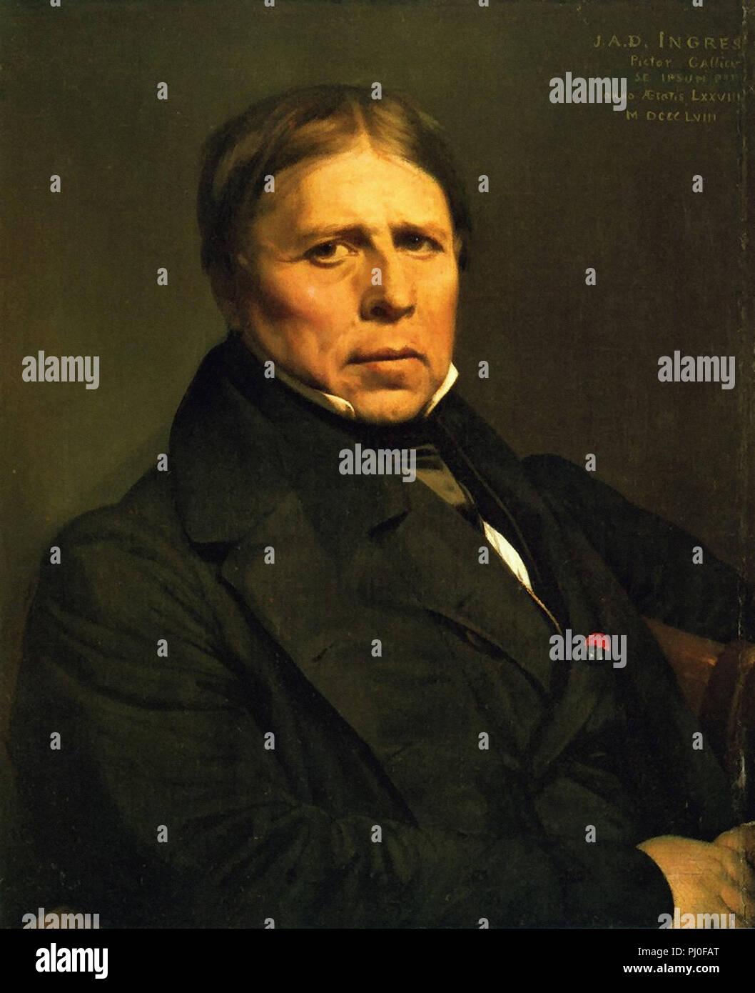Ingres Jean Auguste Dominique - Self-Portrait 2 (at the Age Of 78 Stock ...