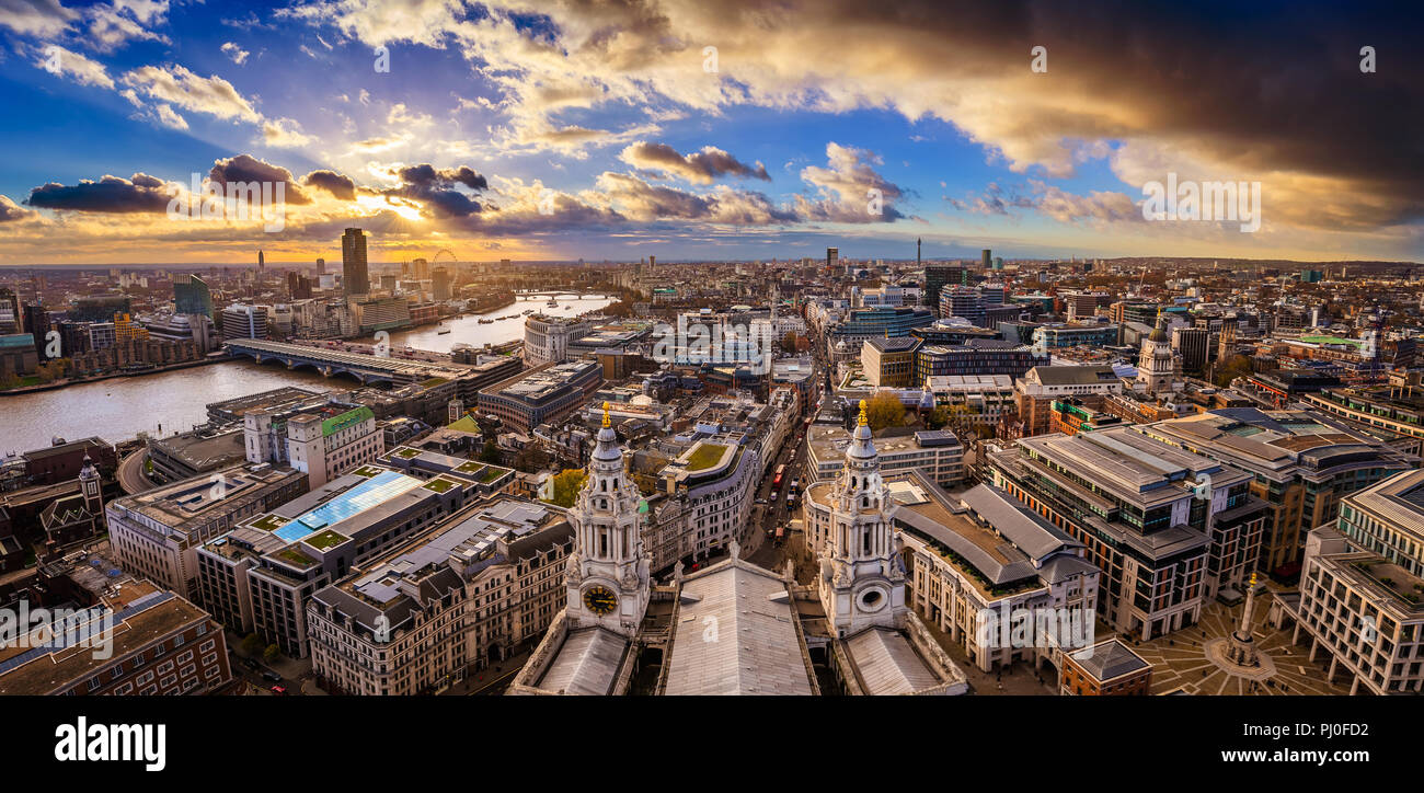 London, England - Aerial panoramic skyline view of London taken from ...
