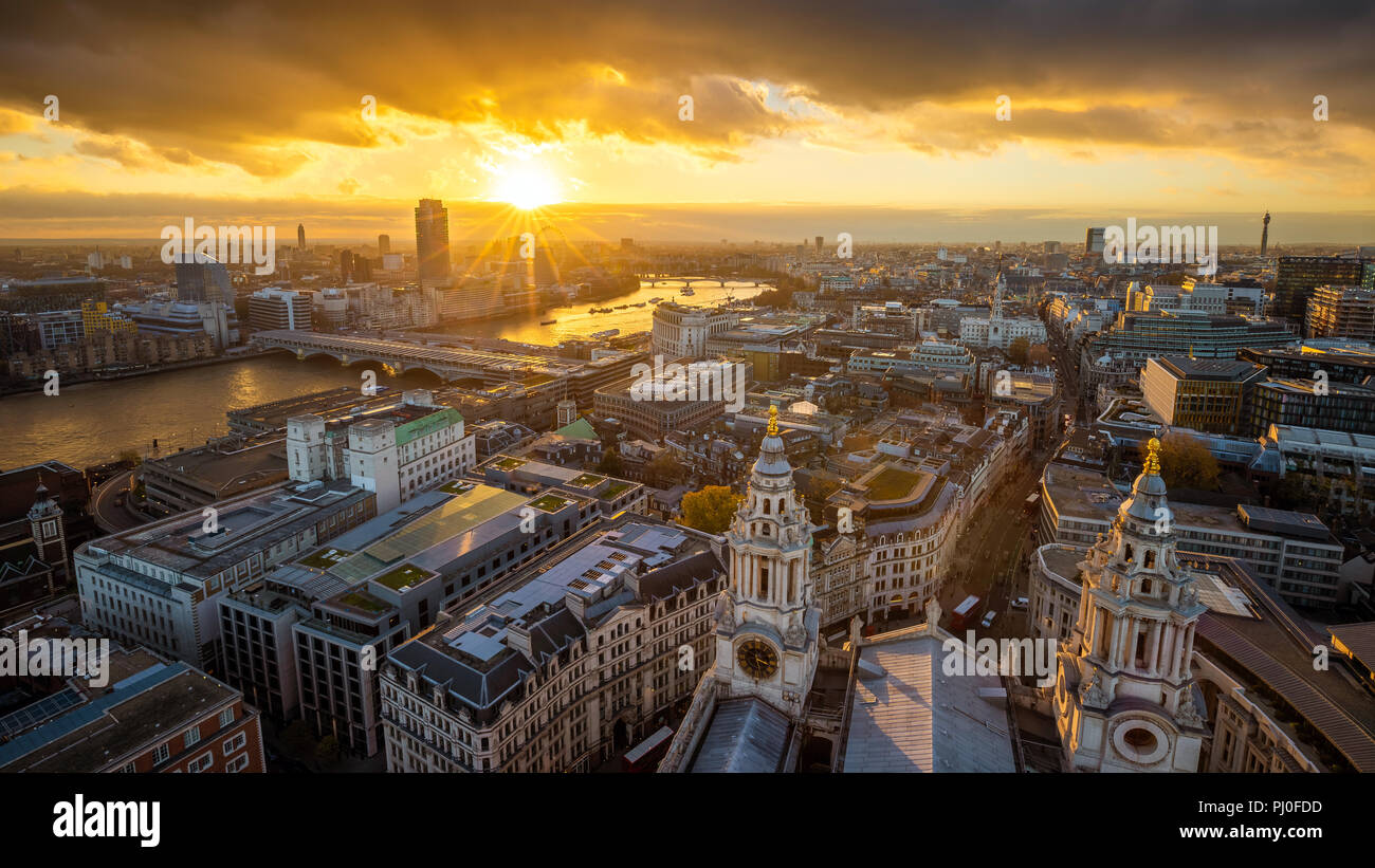 London, England - Aerial panoramic skyline view of London taken from ...