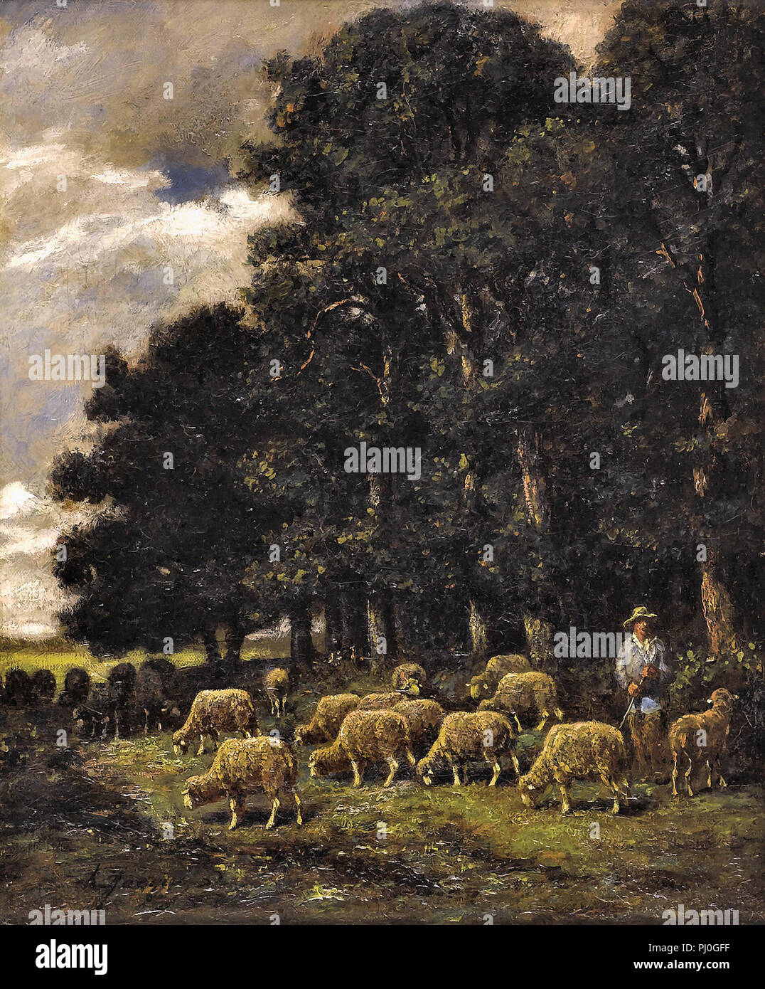 Jacque Charles Emile - a Shepherd and His Flock 3 Stock Photo - Alamy