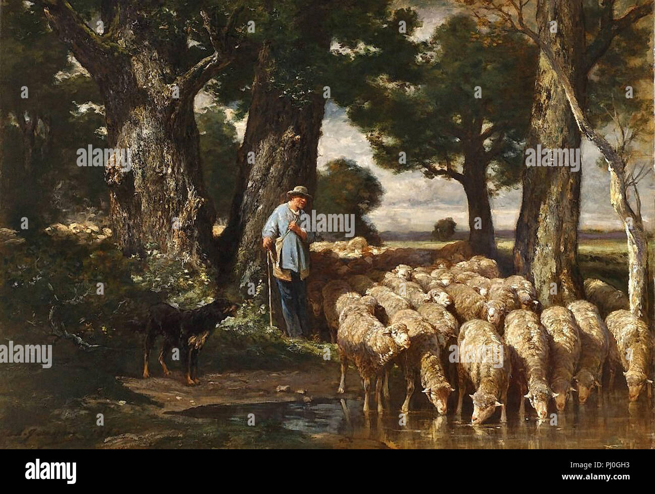 Jacque Charles Emile - Shepherd and His Flock 1 Stock Photo - Alamy