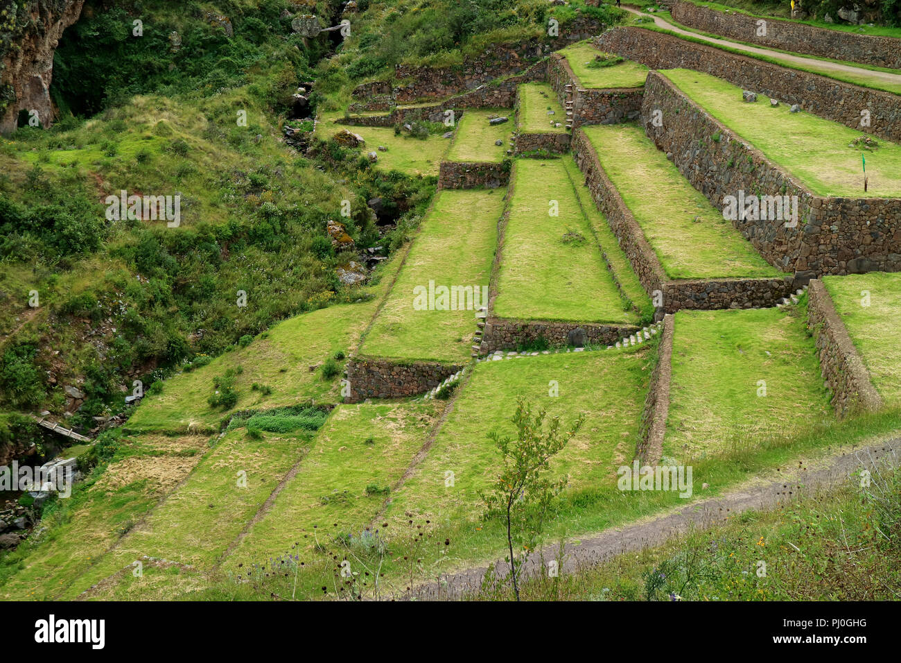 Ancient Inca agricultural terraces ruins at Pisac Archaeological Site ...