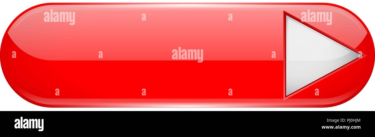 Red menu button with white arrow. Oval glass 3d icon Stock Vector Image ...