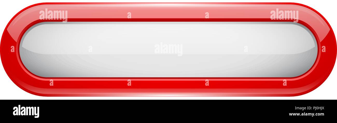 White menu button with red frame. Oval glass 3d icon Stock Vector Image ...