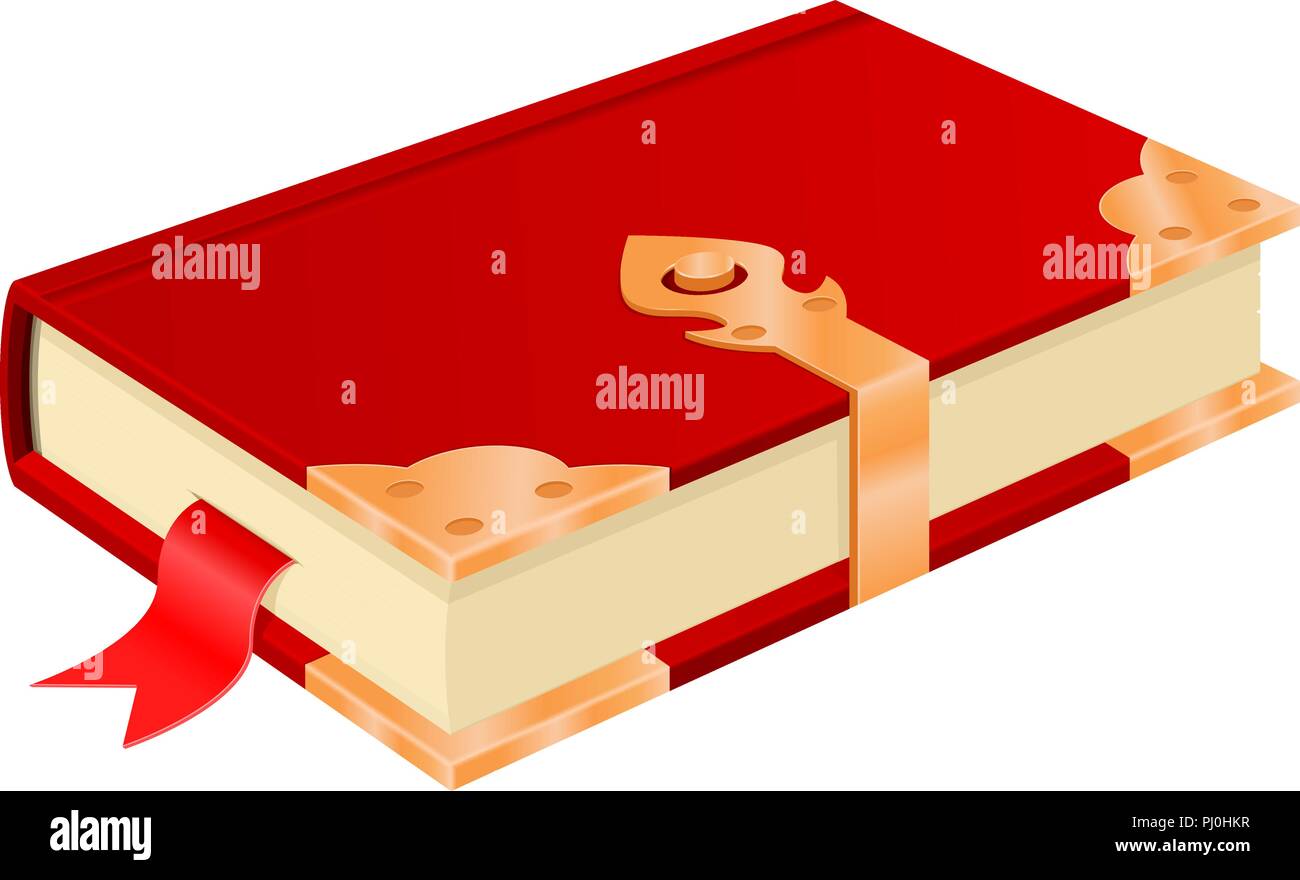 Red book with golden corners and safe lock. Vintage design Stock Vector ...