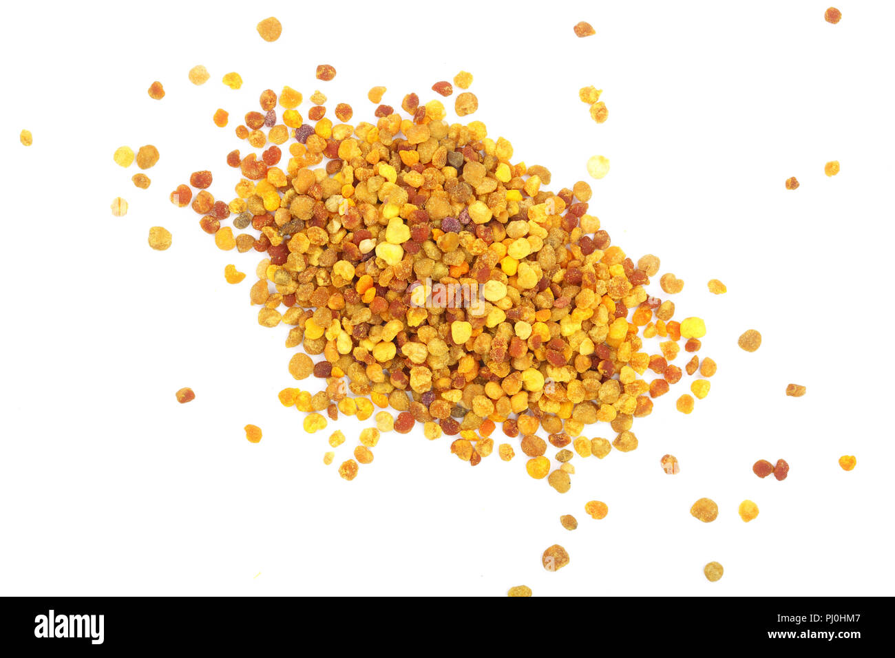 fresh bee pollen isolated on white background. Top view. Flat lay Stock ...