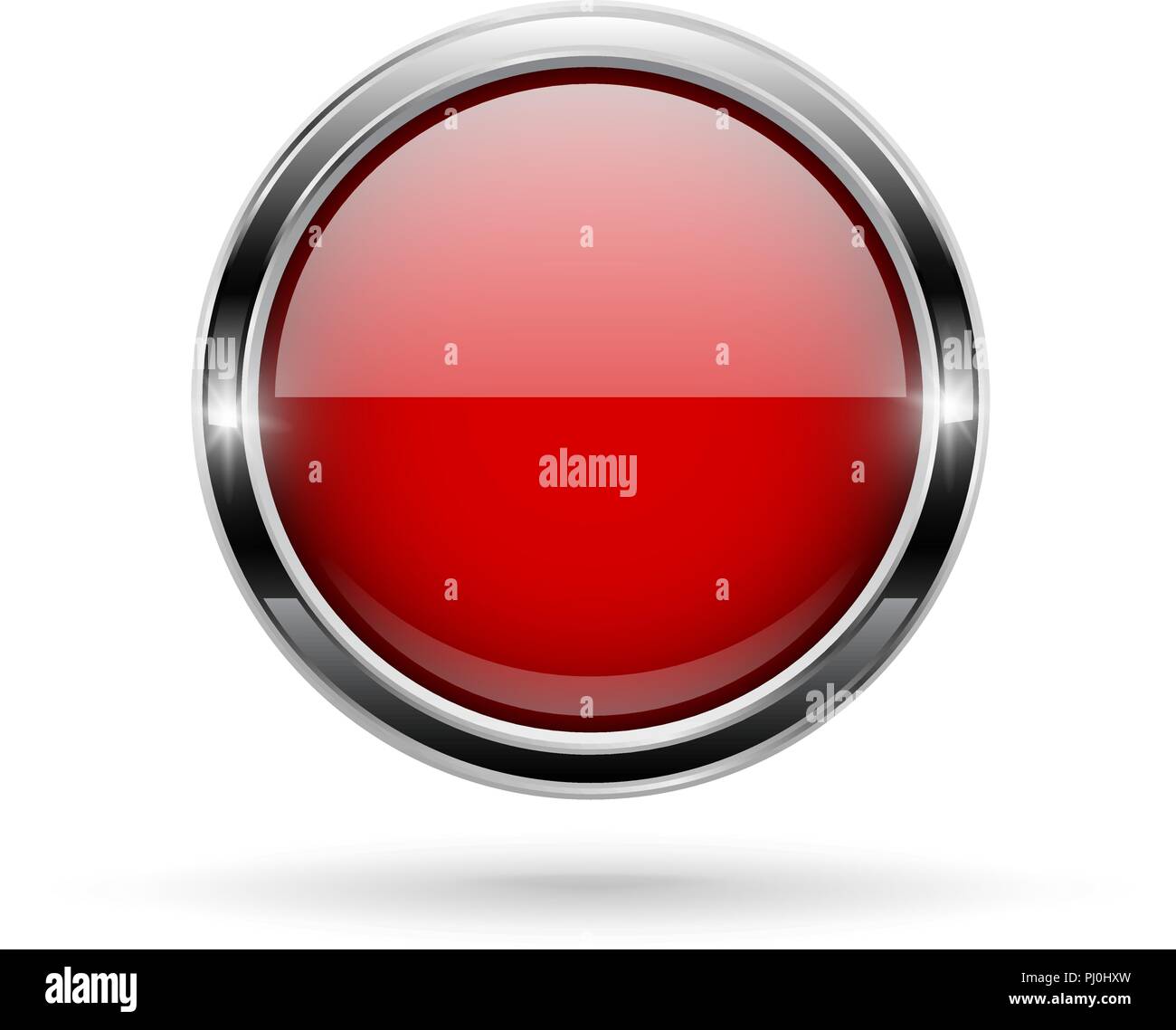Red round glass button with metal frame Stock Vector Image & Art - Alamy