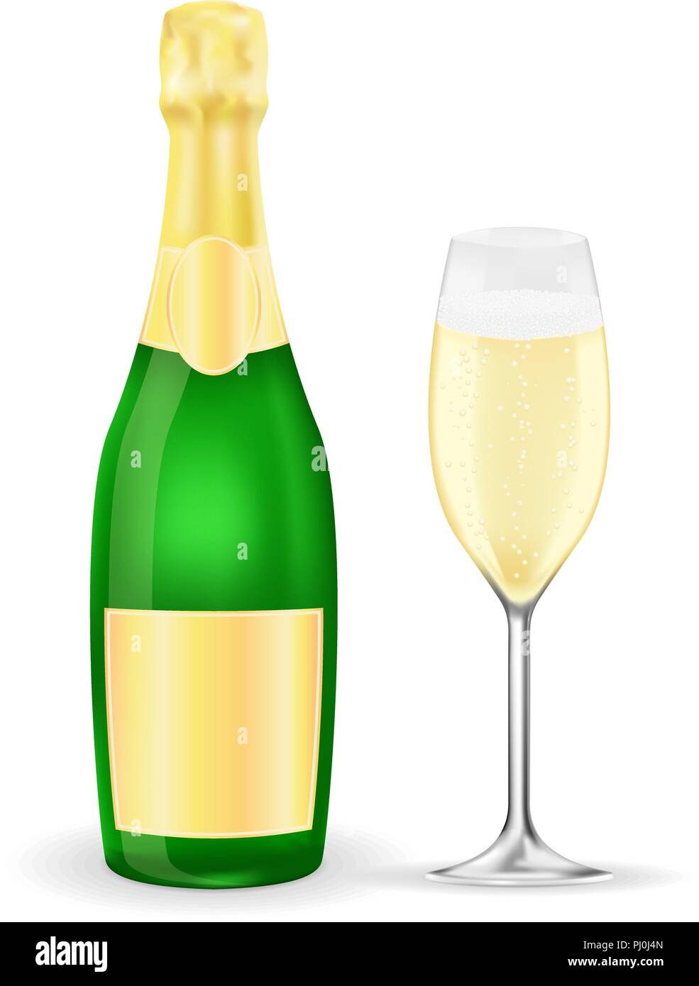 Bottle and glass of sparkling wine or champagne Stock Vector Image ...