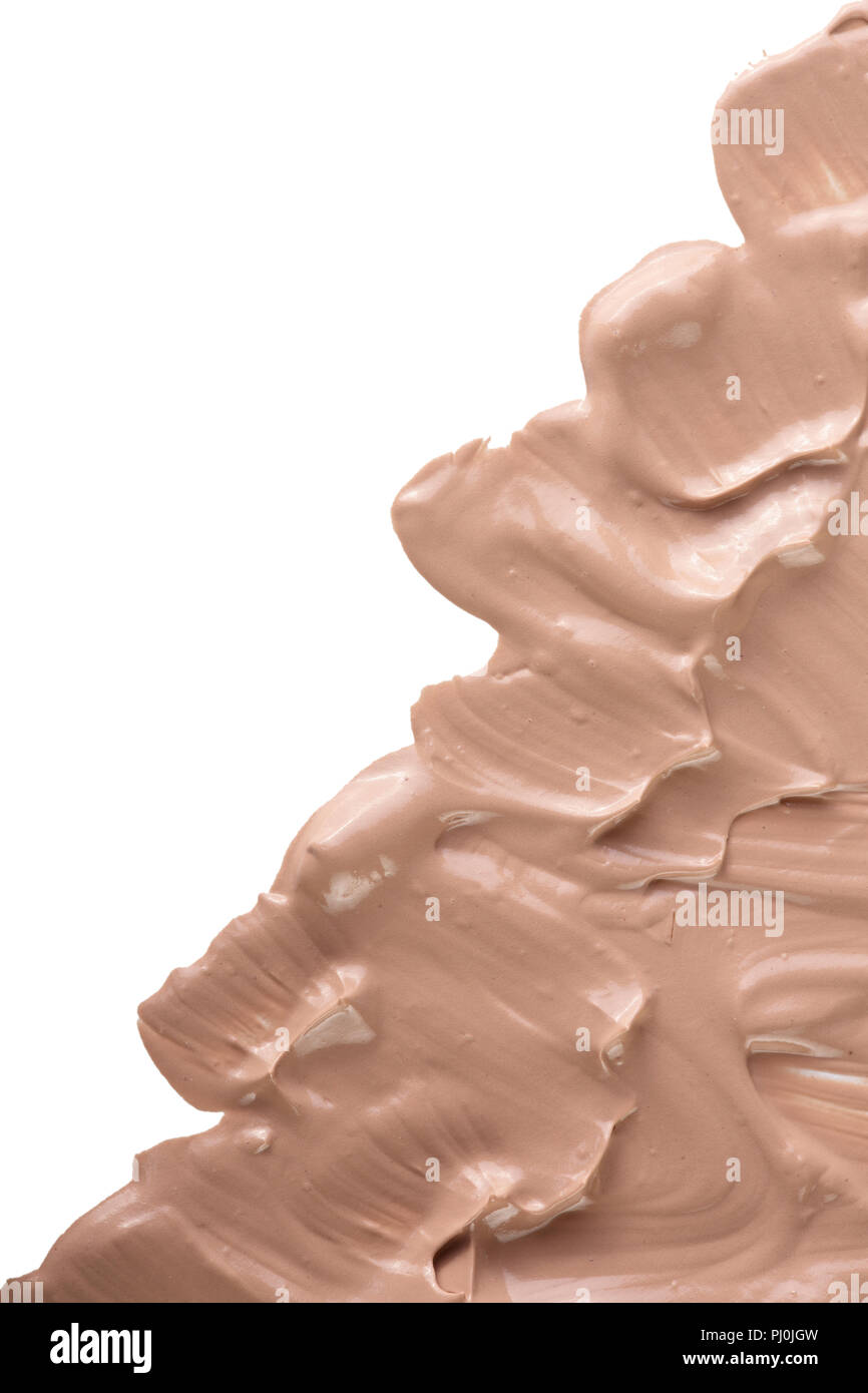 Beige liquid foundation makeup isolated on white background with copy ...