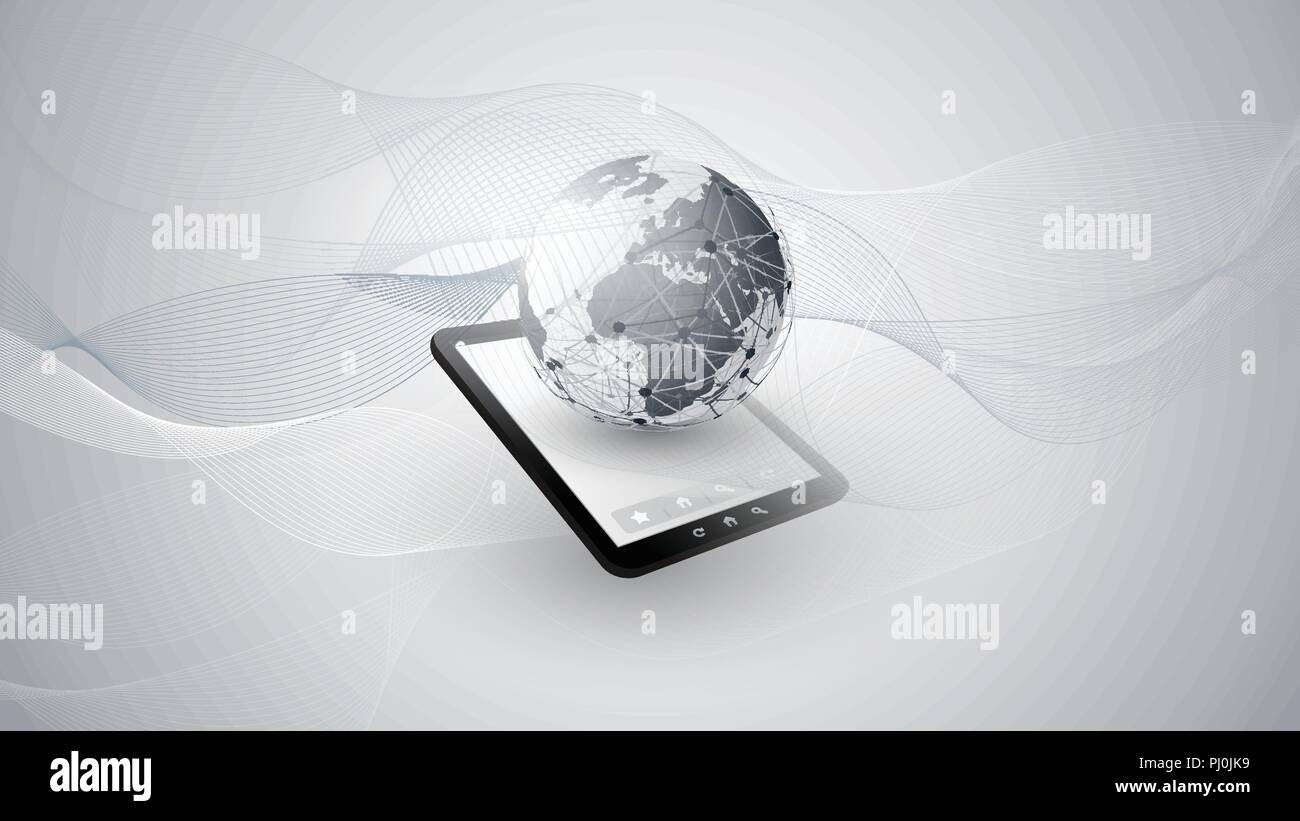 Digital Network Connections Technology Background Cloud Computing Design Concept With Earth