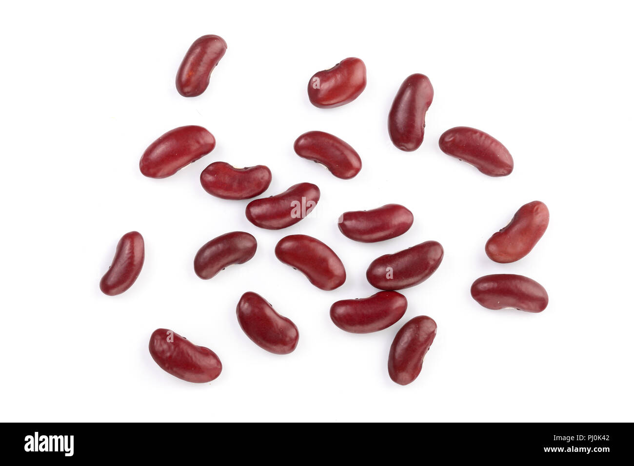 red kidney bean isolated on white background. Top view. Flat lay Stock ...