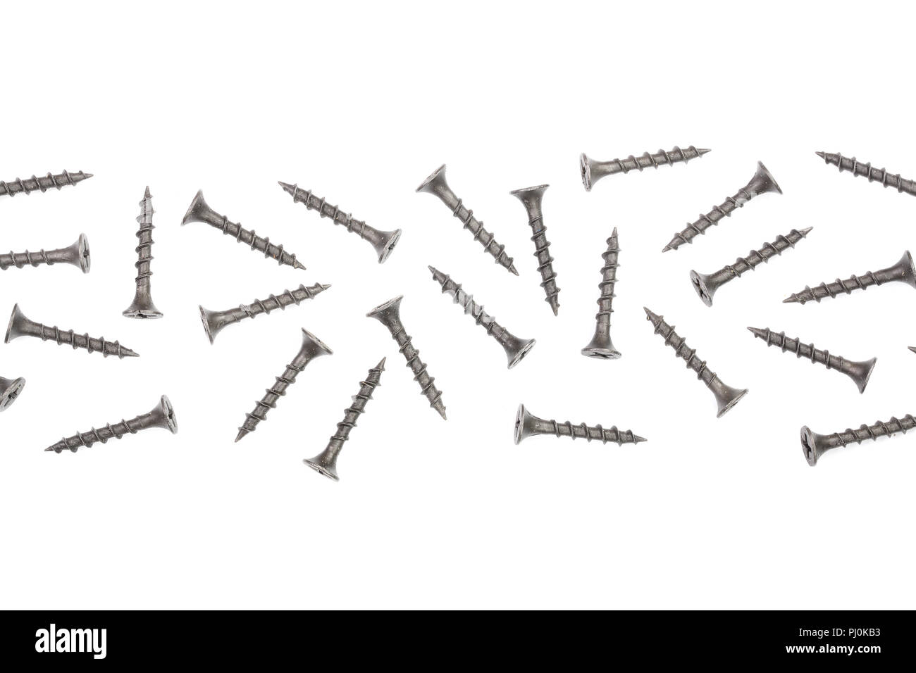 black screws isolated on white background with copy space for your text ...