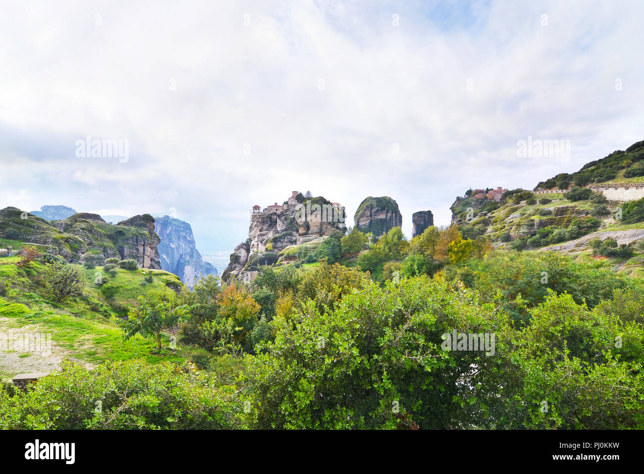 landscape of Meteora Greece - old monasteries - Orthodox religious ...