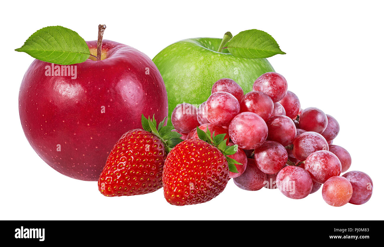 Strawberry and grapes isolated on white background Stock Photo - Alamy