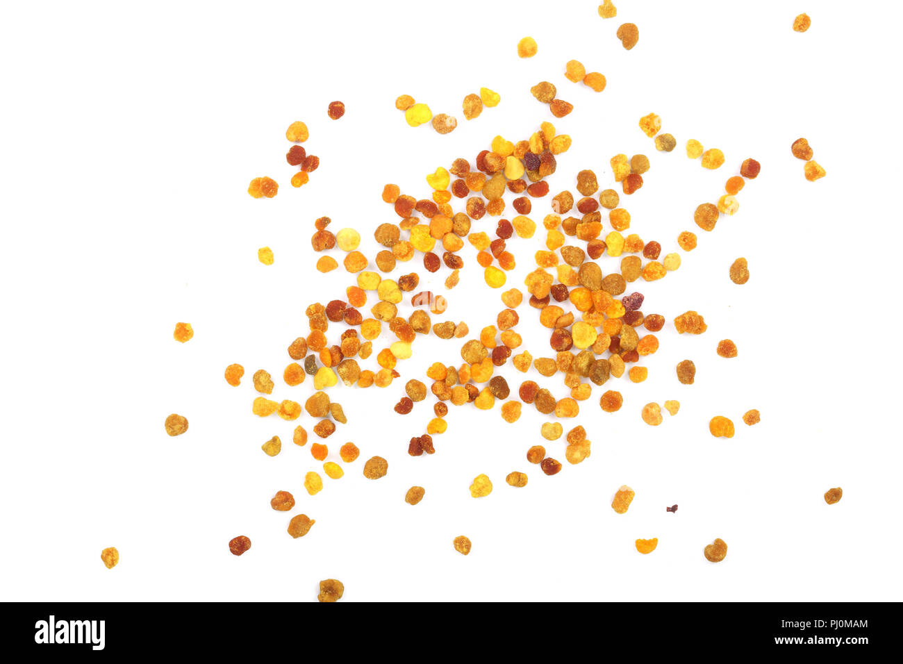 fresh bee pollen isolated on white background. Top view. Flat lay Stock ...