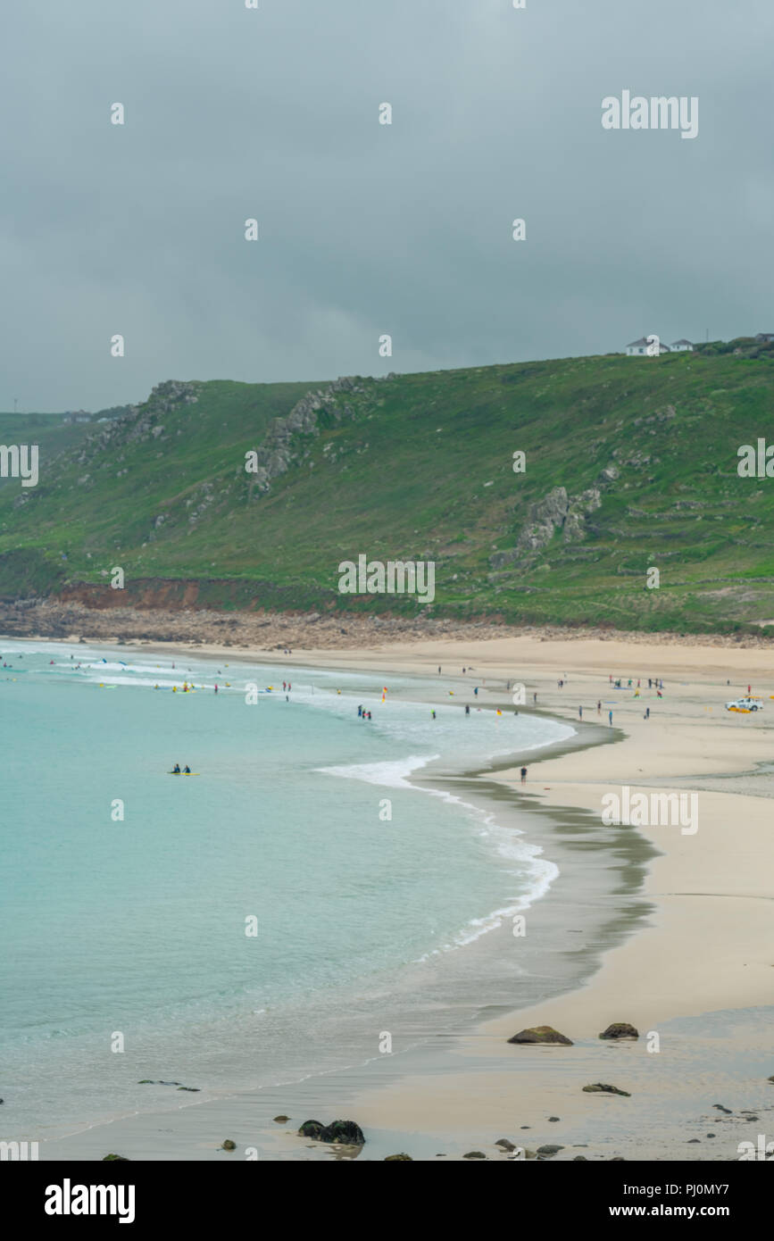 Penwith Heritage Coast, England - May 2018 : People walking on the ...