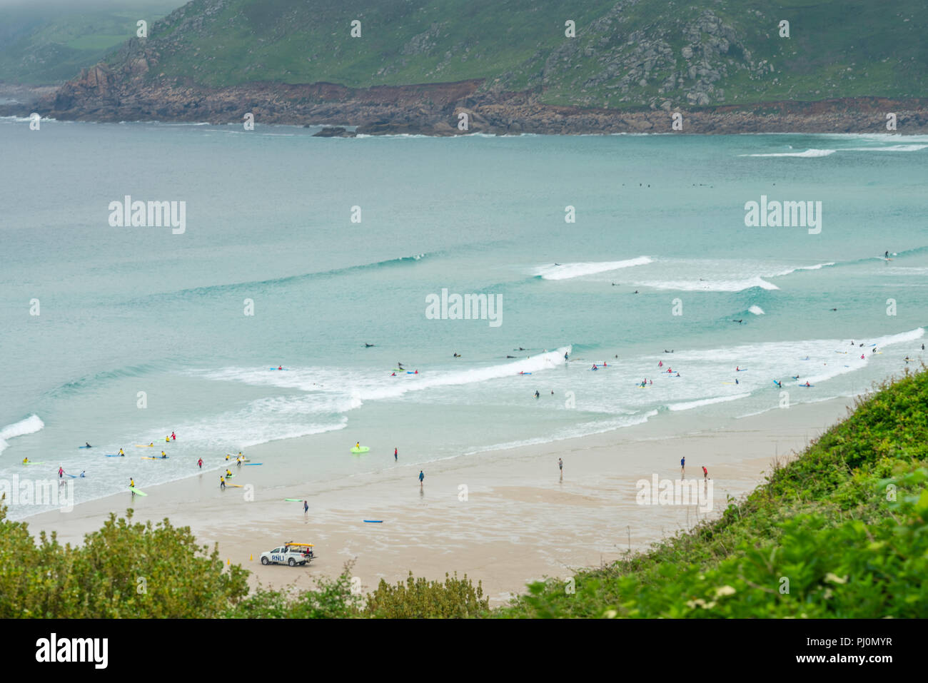 Penwith Heritage Coast, England - May 2018 : People walking on the ...