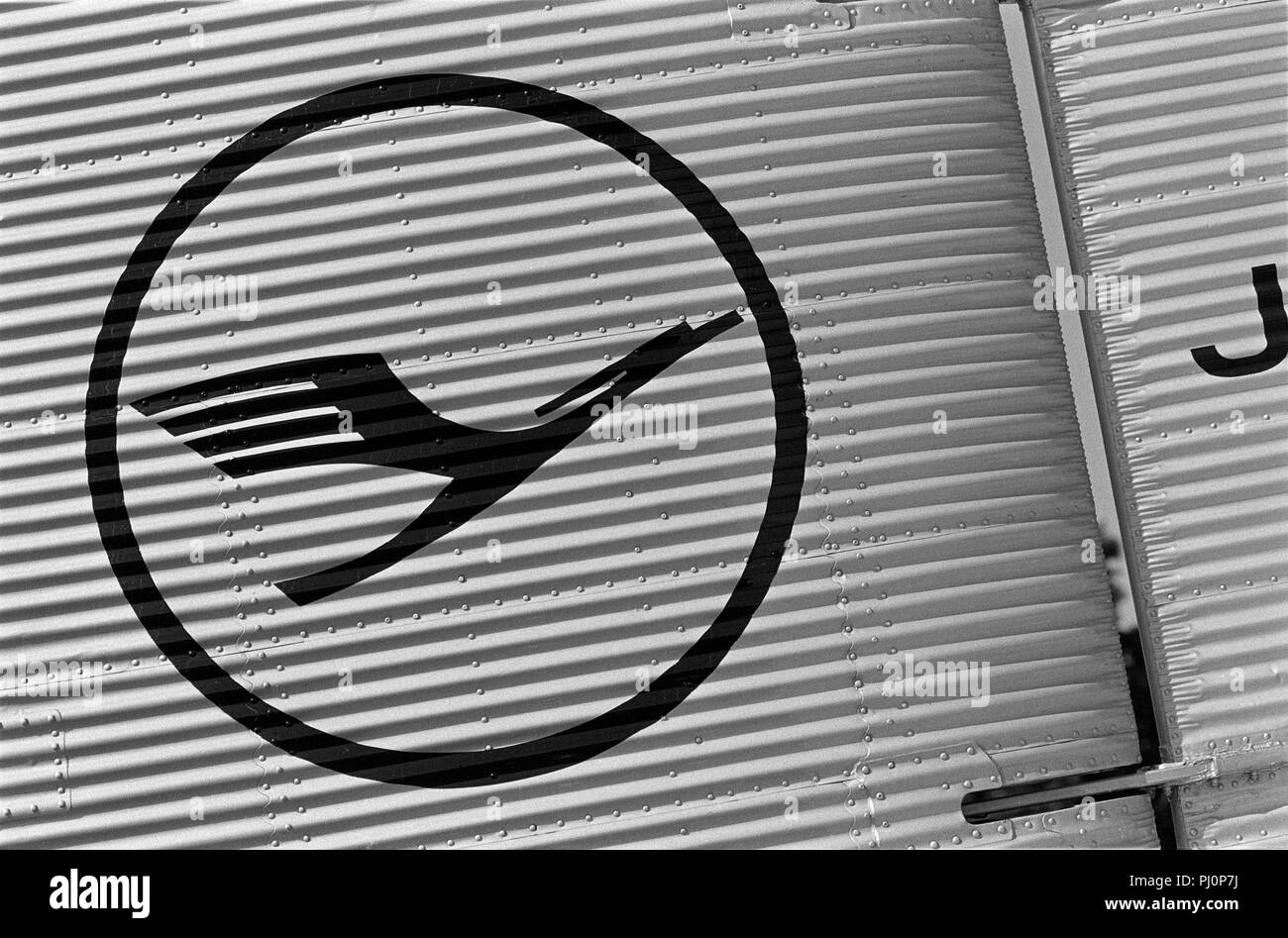 Lufthansa emblem on the D-AQUI Junkers Ju-52 vintage airplane, still in ...