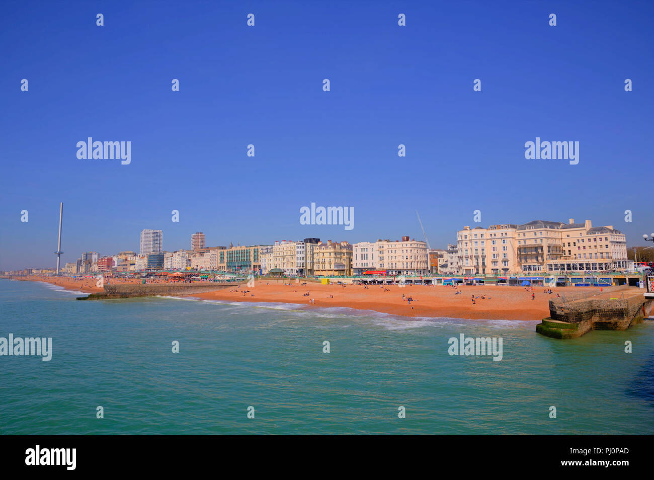 Brighton UK seafront and beach of popular south coast England uk ...
