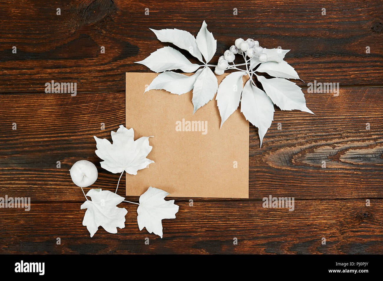 Empty kraft sheet of paper flat lay mockup for your art, picture or ...