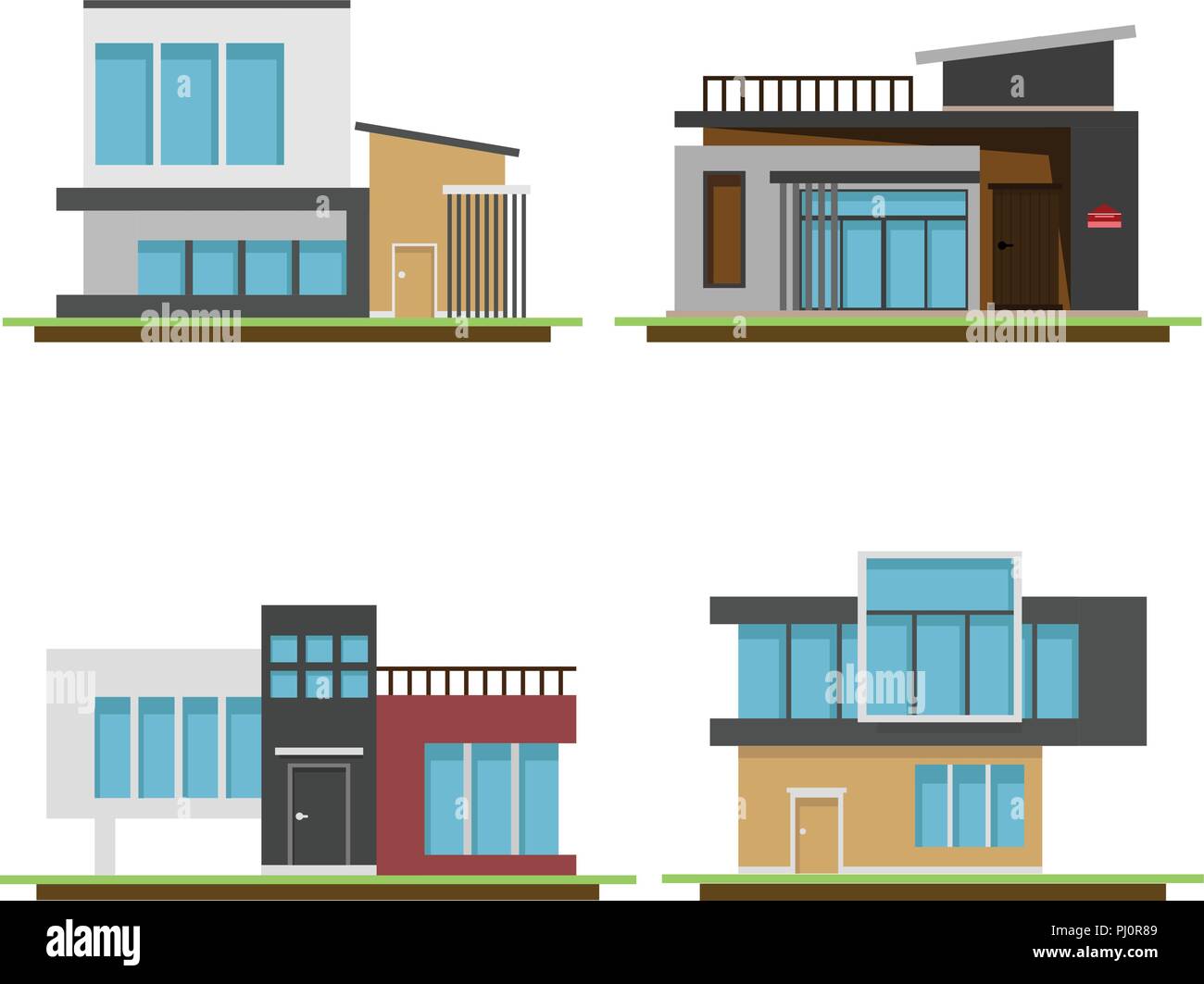 Set of houses and modern houses design, Modern building and ...