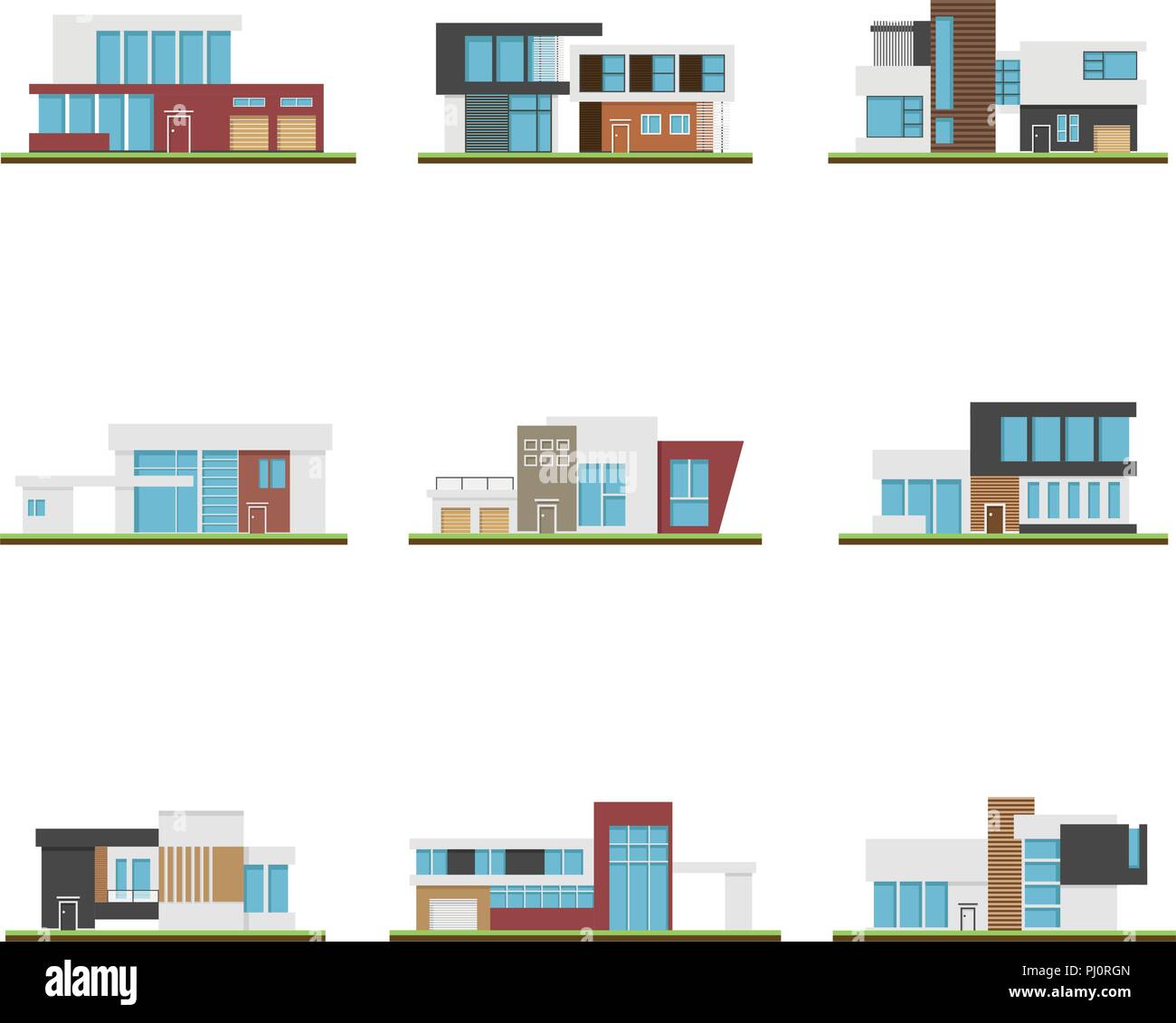 Set of houses and modern houses design, Modern building and ...