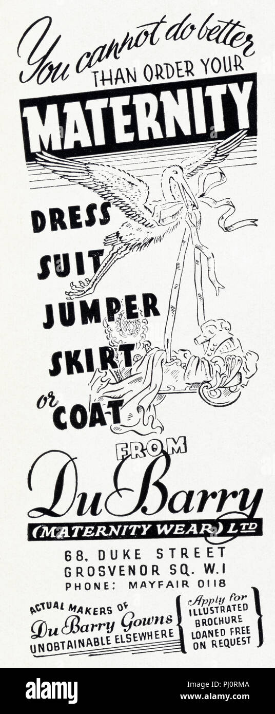 1940s old vintage original advert advertising maternity wear by Du ...
