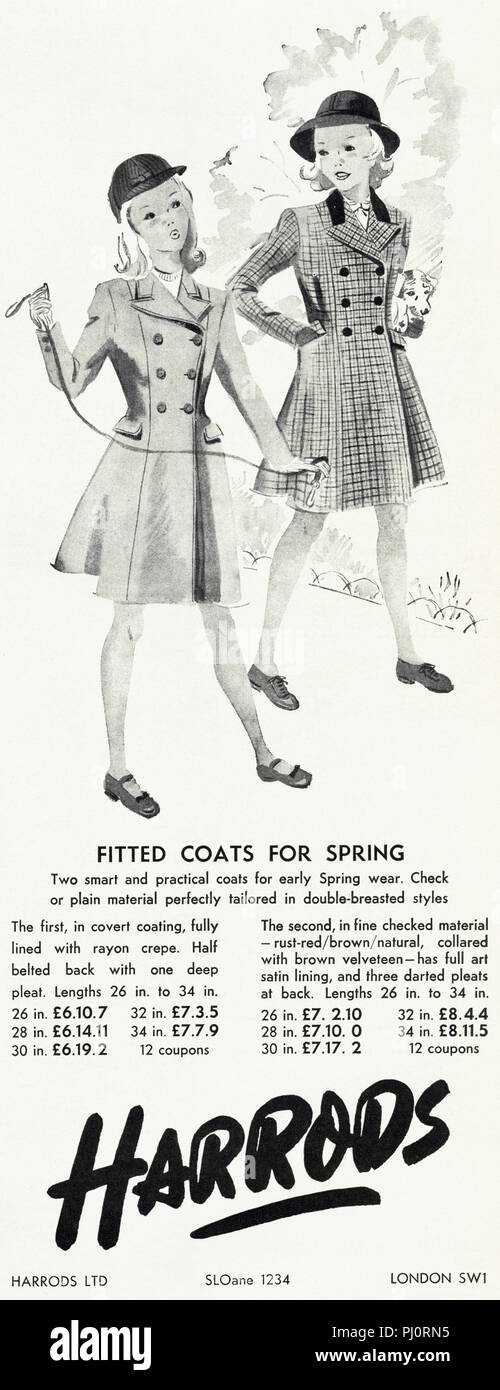 1940s old vintage original advert advertising ladies fashion for Spring ...