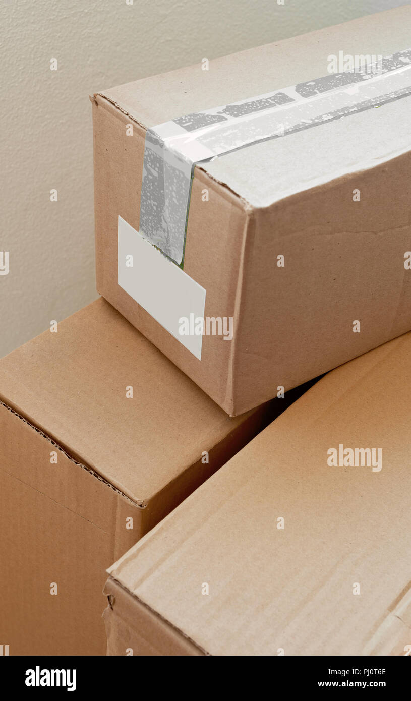 cardboard postal parcels closeup Stock Photo - Alamy