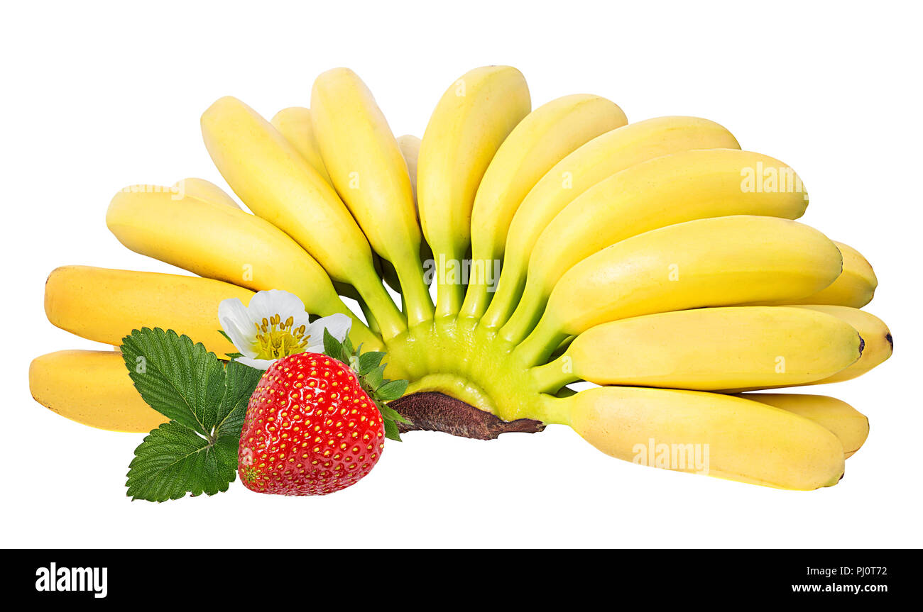 Bananas and strawberries isolated on white Stock Photo - Alamy