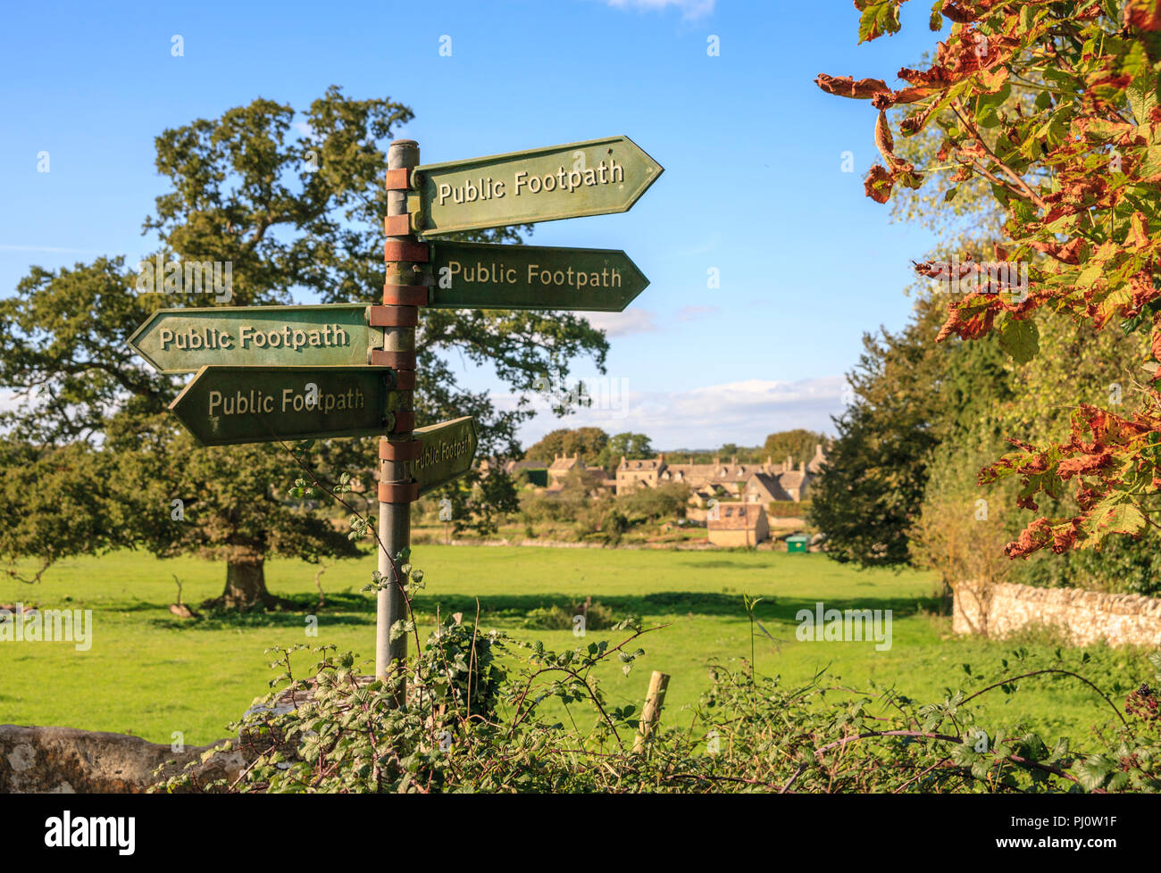 Multiple footpath signs in the Cotswolds, England Stock Photo - Alamy