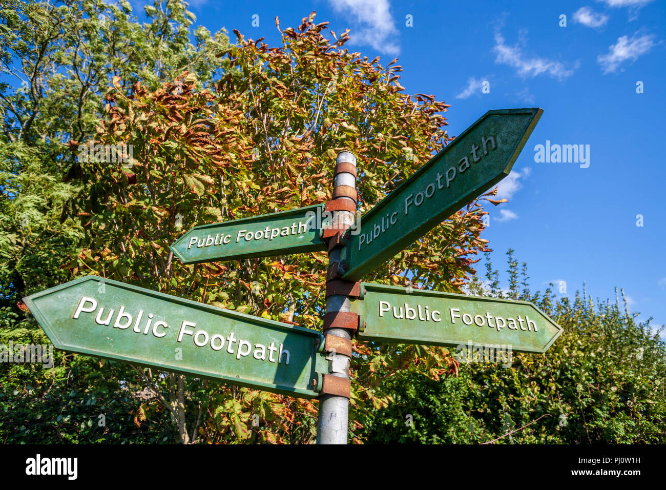 Multiple Public Footpath signs in the Cotswolds, England Stock Photo ...