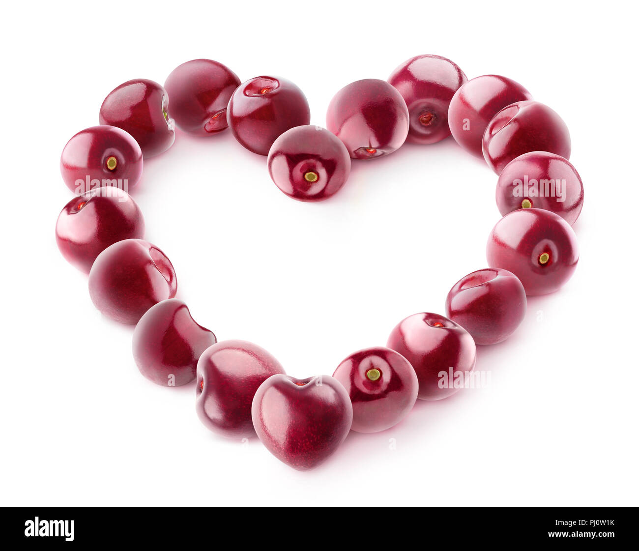 Isolated cherries heart. Sweet cherry fruits in heart shaped ...