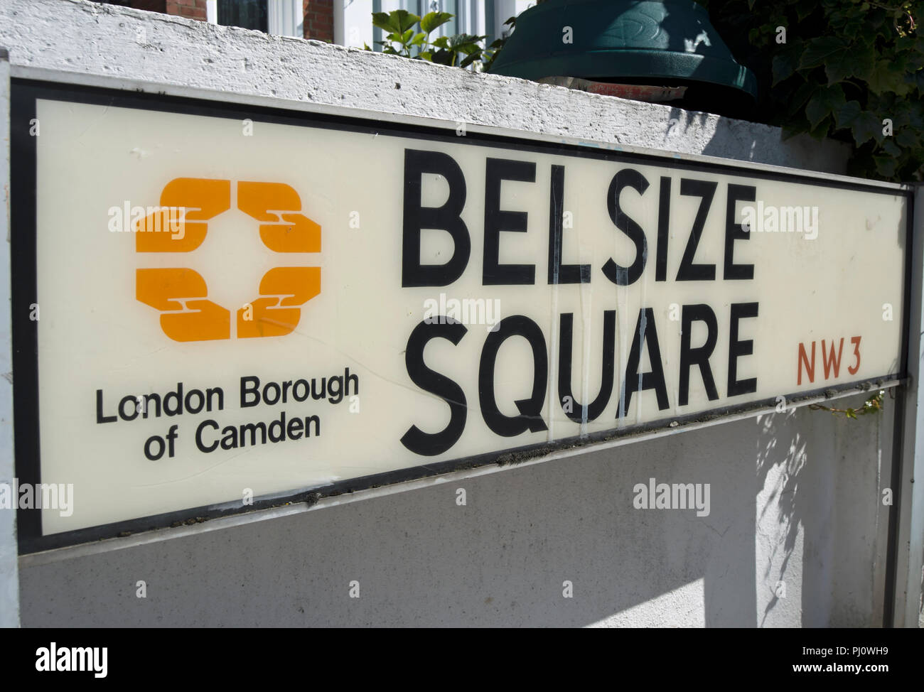 street name sign for belsize square, london, england Stock Photo - Alamy