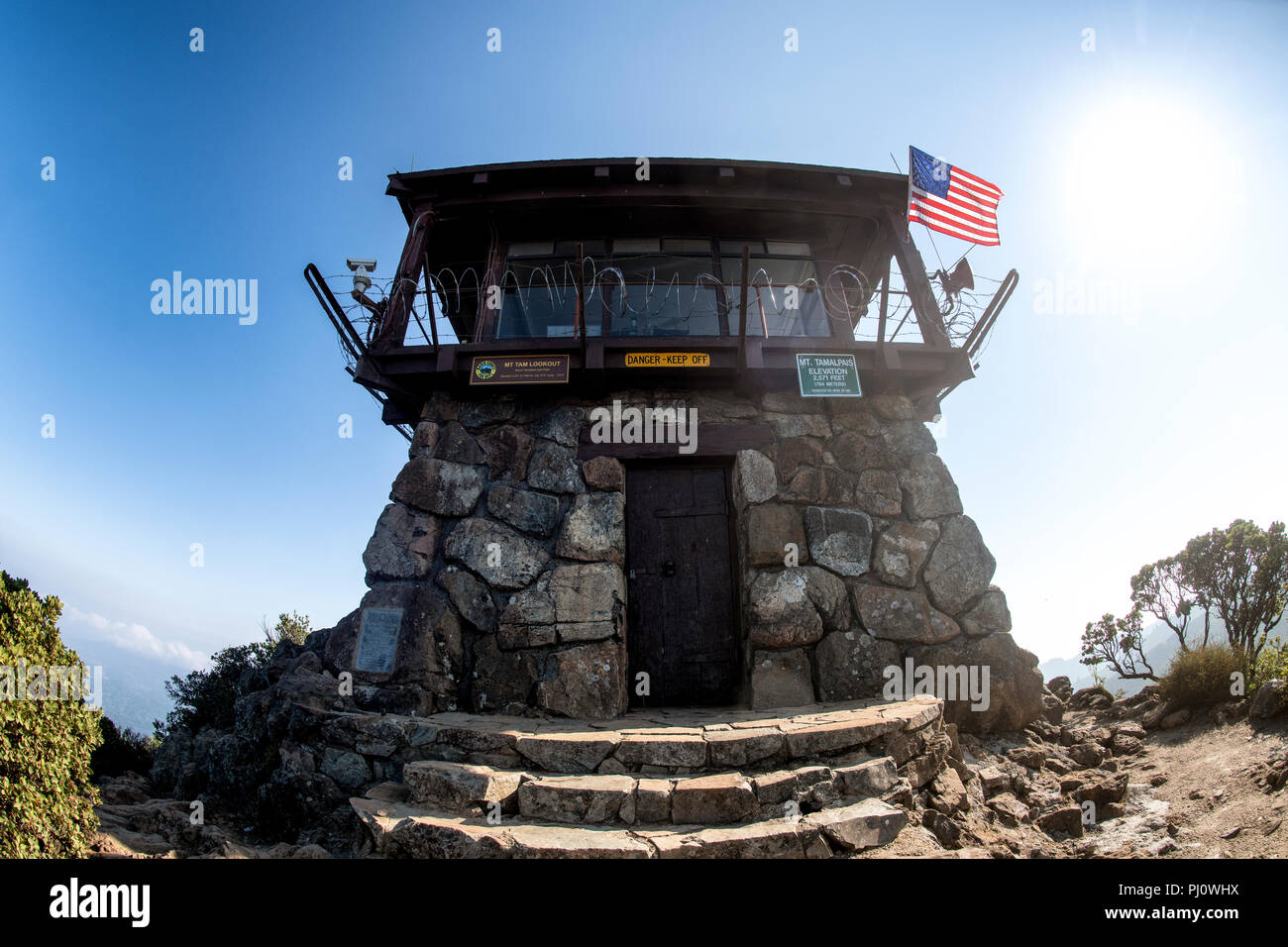 The fire lookout on the East Peak of Mount Tamalpais, Marin County ...